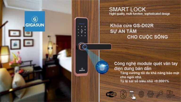 Khoá điện tử Gigasun D02R: Vân tay, mã số, thẻ từ, App